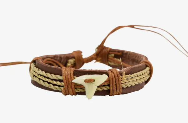 Leather Shark's Tooth Bracelet - Old Salt Store